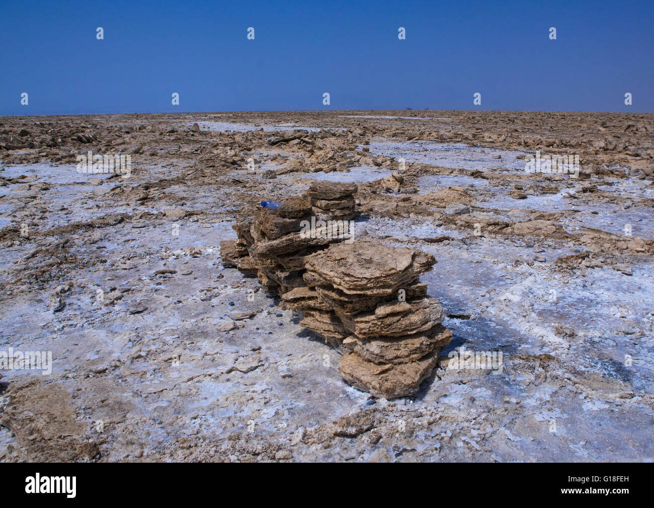Salt blocks ready for transport in a salt mine of the danakil ...