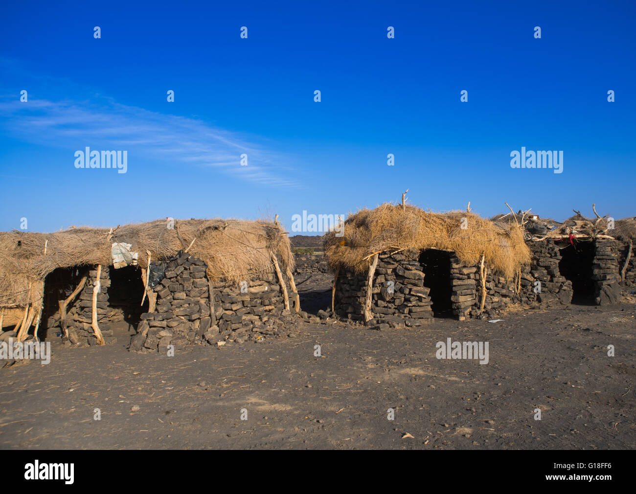 Afar village near the volcano, Afar region, Erta ale, Ethiopia Stock ...