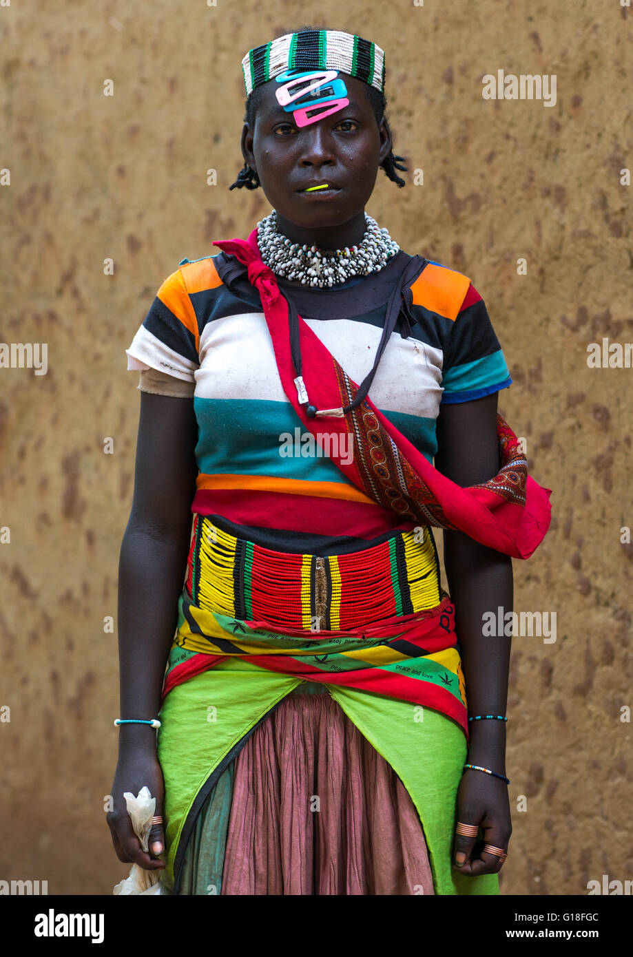 Portrait of a bana tribe woman with clips in the hair, Omo valley, Key ...