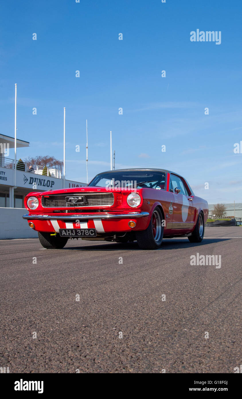 First generation Ford Mustang coupe race car at Goodwood Stock Photo ...