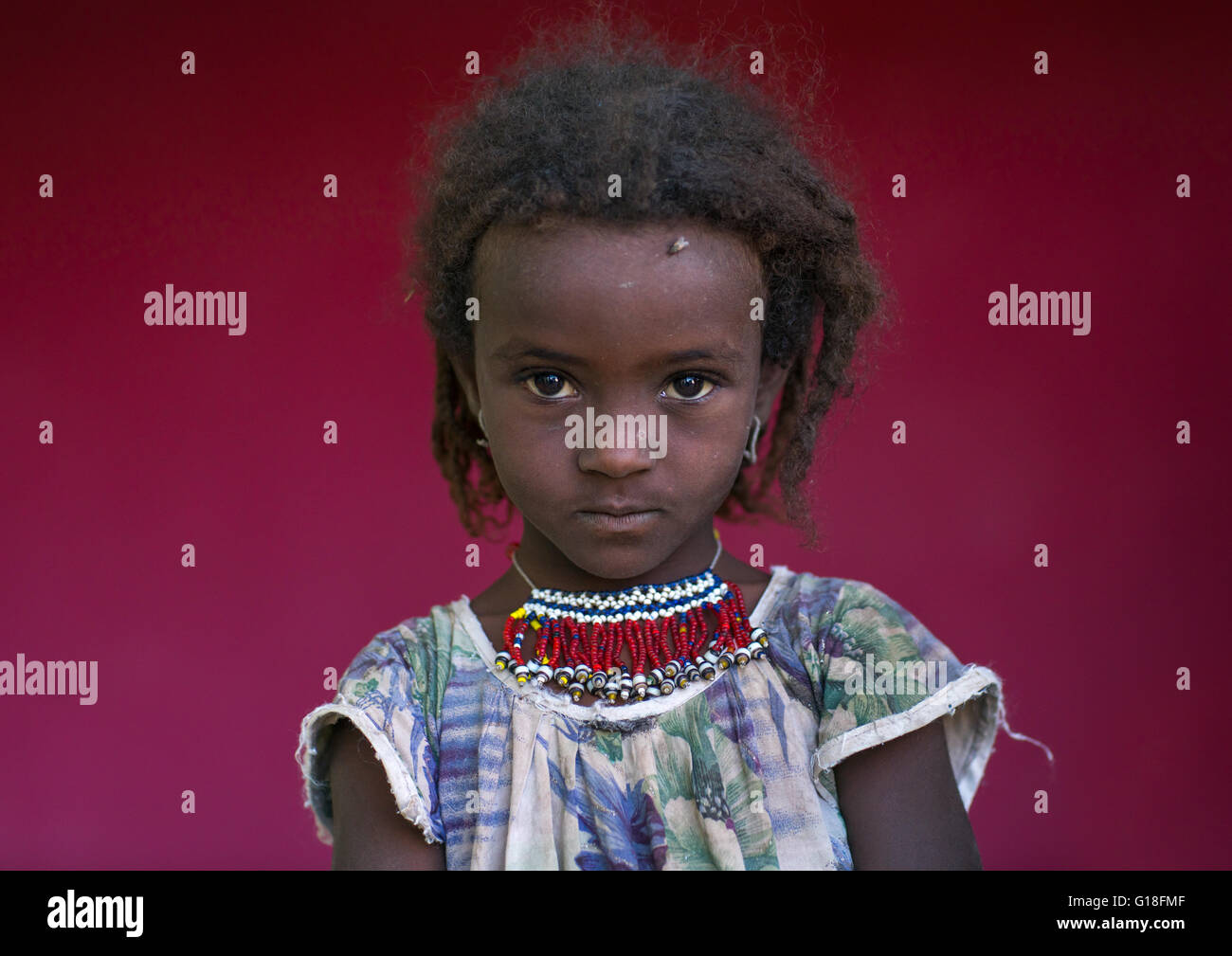 Afar tribe girl with a beaded necklace, Afar region, Semera, Ethiopia ...
