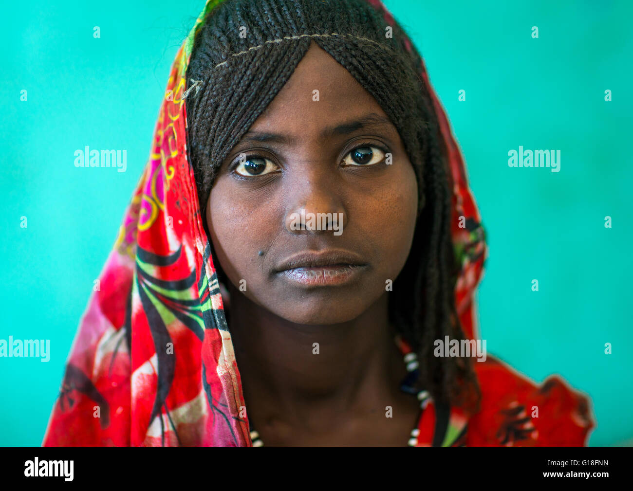 Portrait Of An Afar Tribe Girl With Braided Hair Afar Region Semera