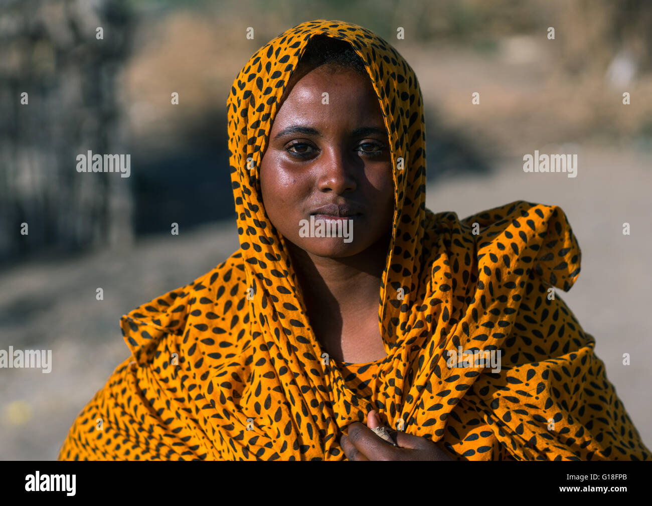 Portrait of an afar tribe woman, Afar region, Afambo, Ethiopia Stock ...