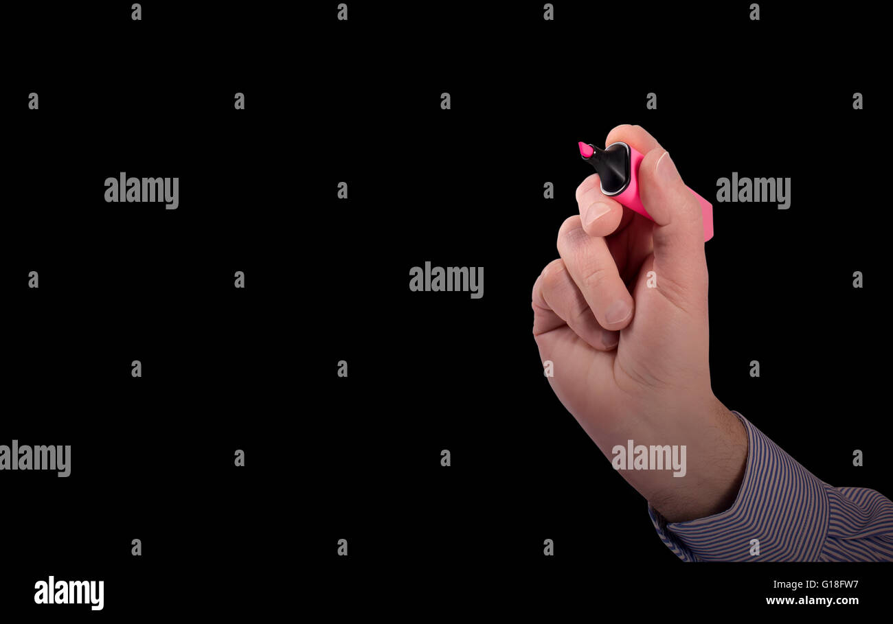 hand with pink marker write a line Stock Photo - Alamy