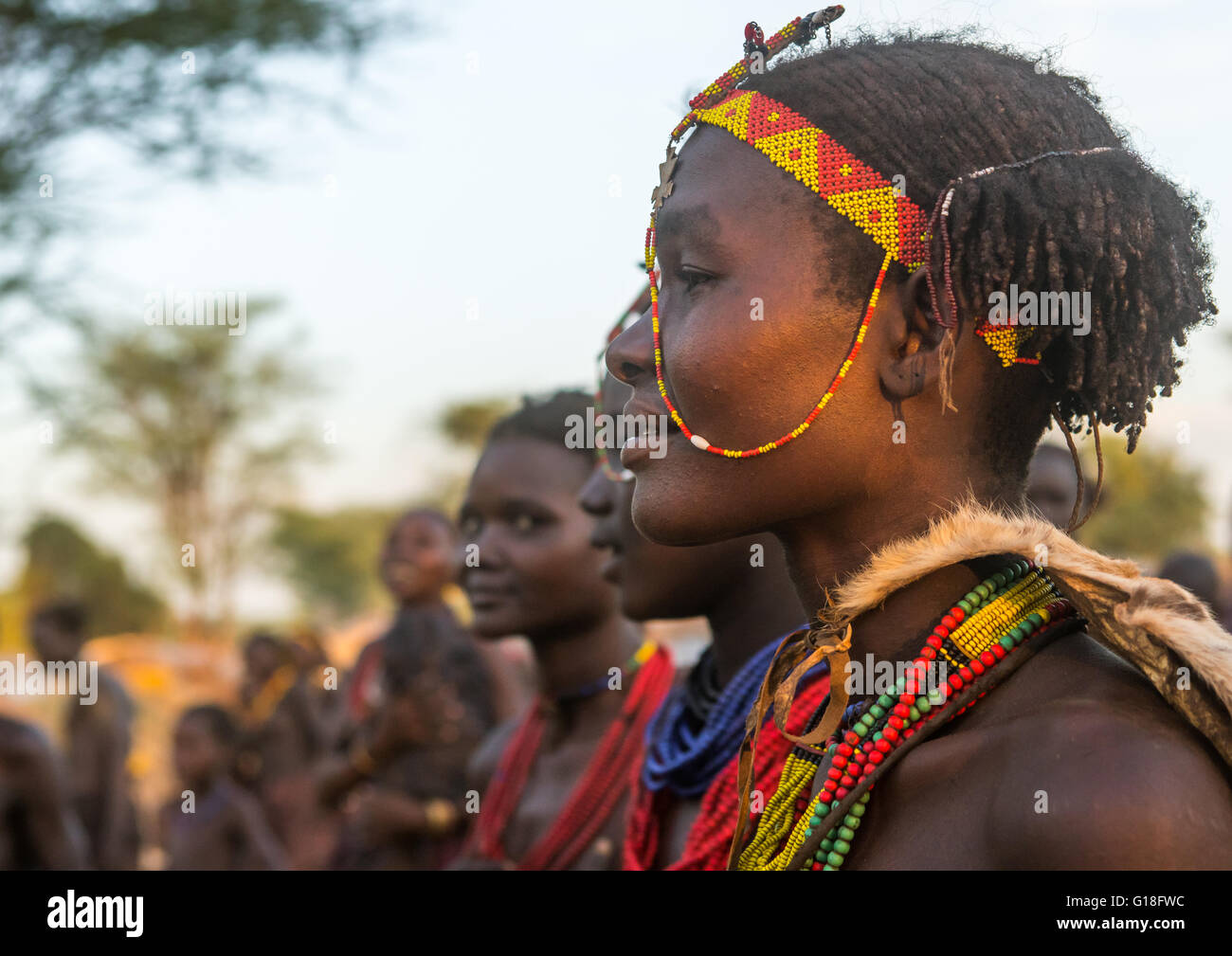 Dassanech tribe women during dimi ceremony to celebrate circumcision of ...