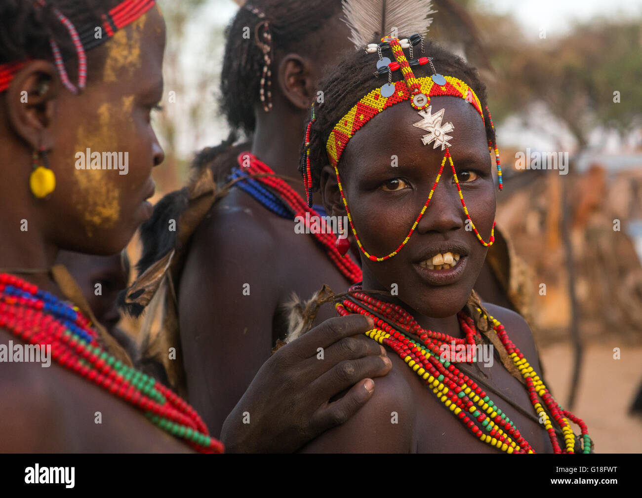 Dassanech tribe women during dimi ceremony to celebrate circumcision of ...