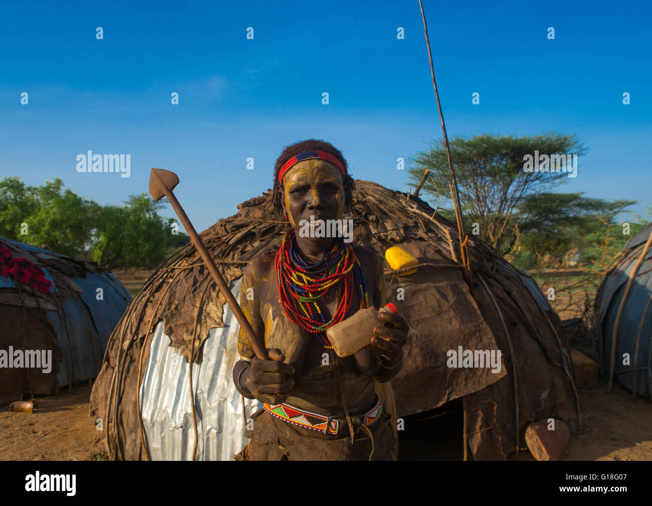 Dassanech tribe woman during the dimi ceremony to celebrate the ...
