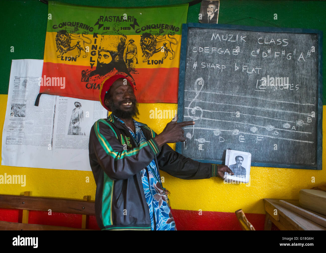 Rastafari man in a music school, Oromo, Shashamane, Ethiopia Stock ...