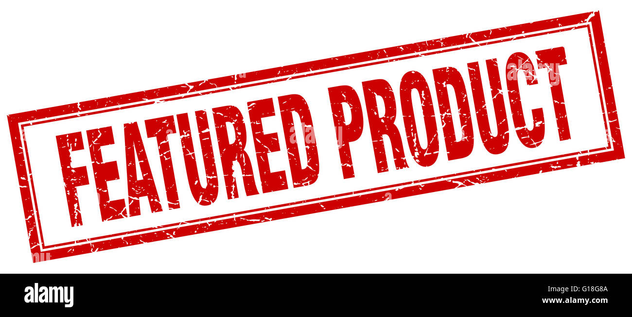 featured product red grunge square stamp on white Stock Photo - Alamy