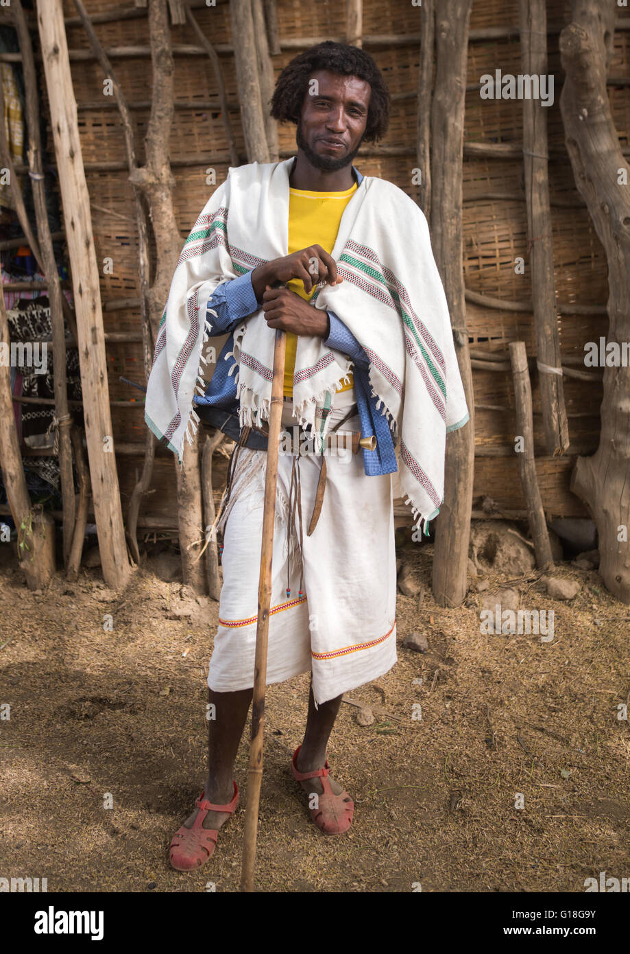 Proud karrayyu tribe man in traditional clothes, Oromia, Metehara ...