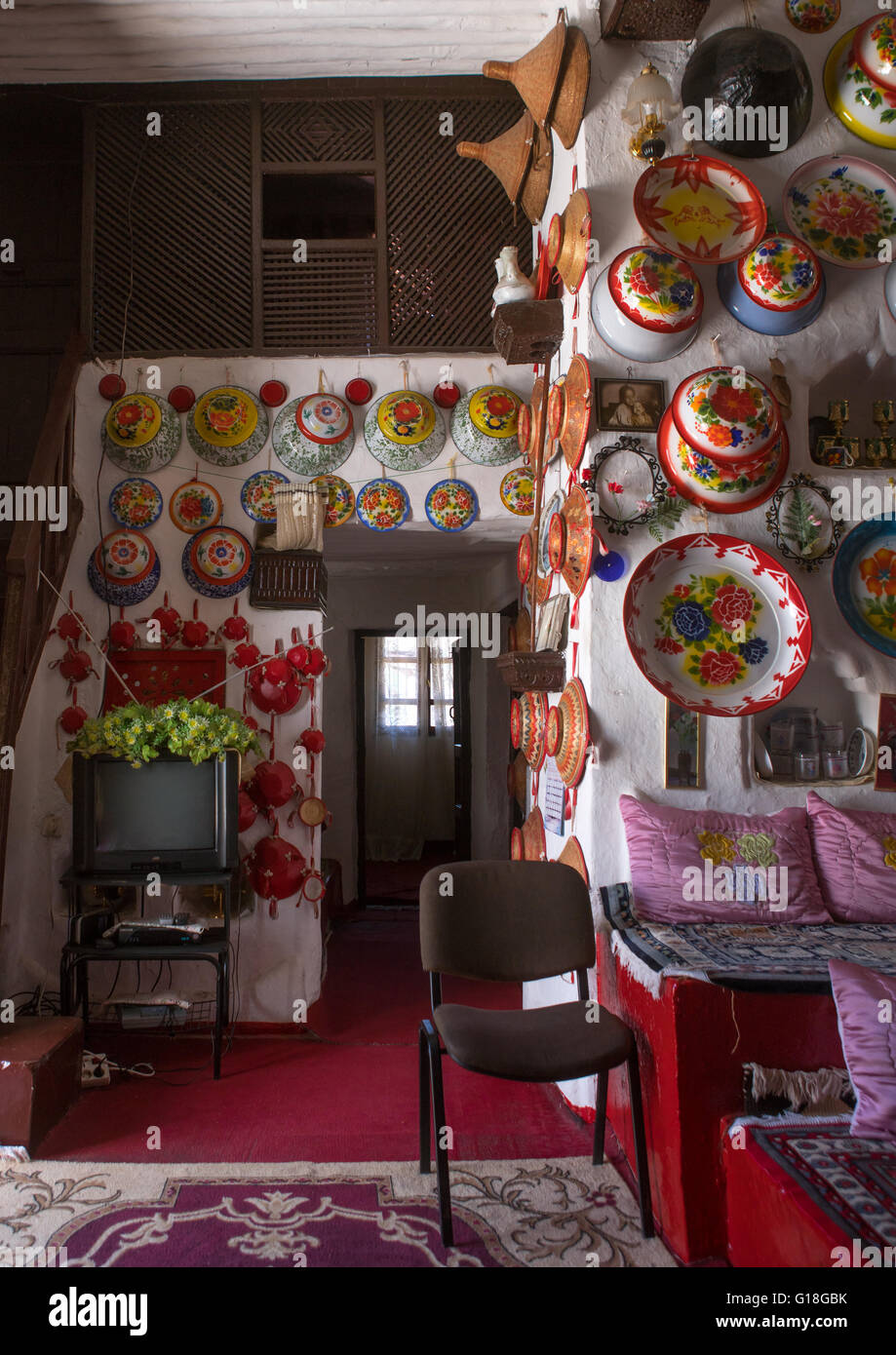 Decoration inside an harari house, Harari region, Harar, Ethiopia Stock ...