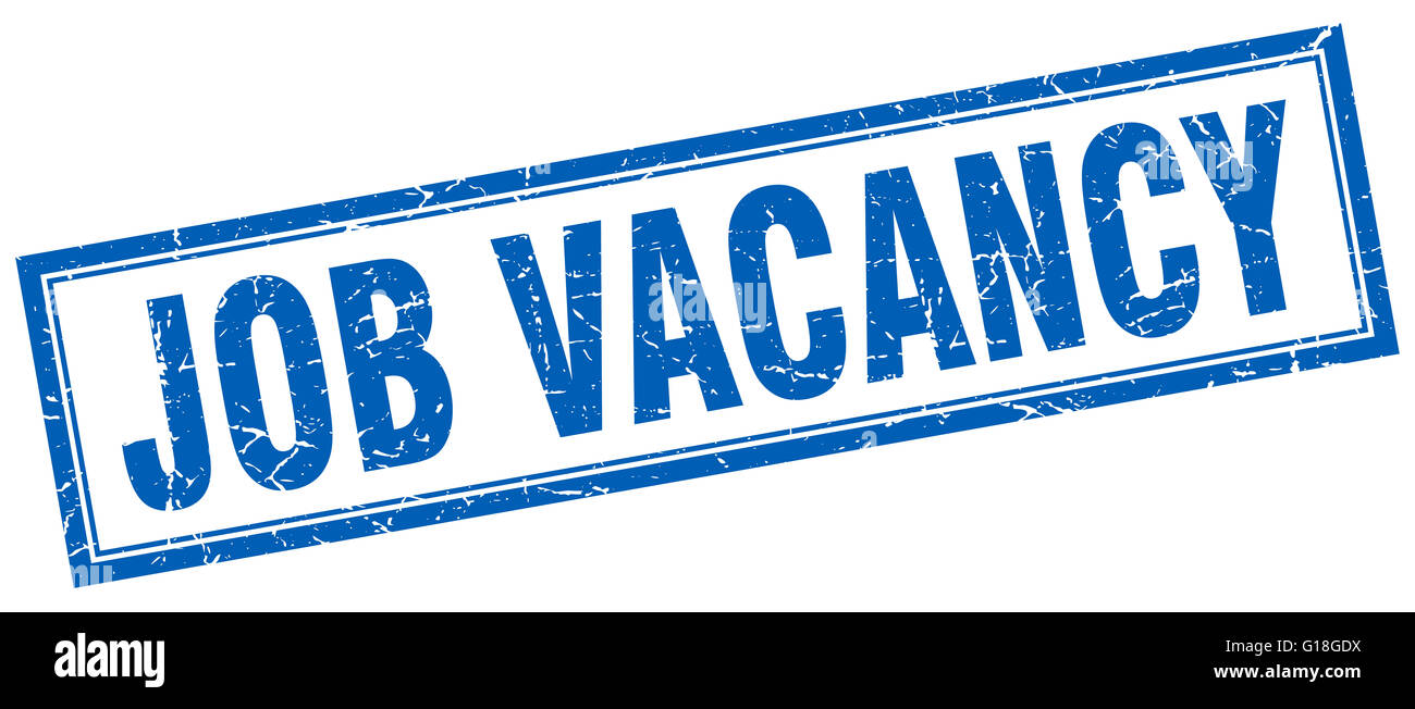 job vacancy blue grunge square stamp on white Stock Photo - Alamy