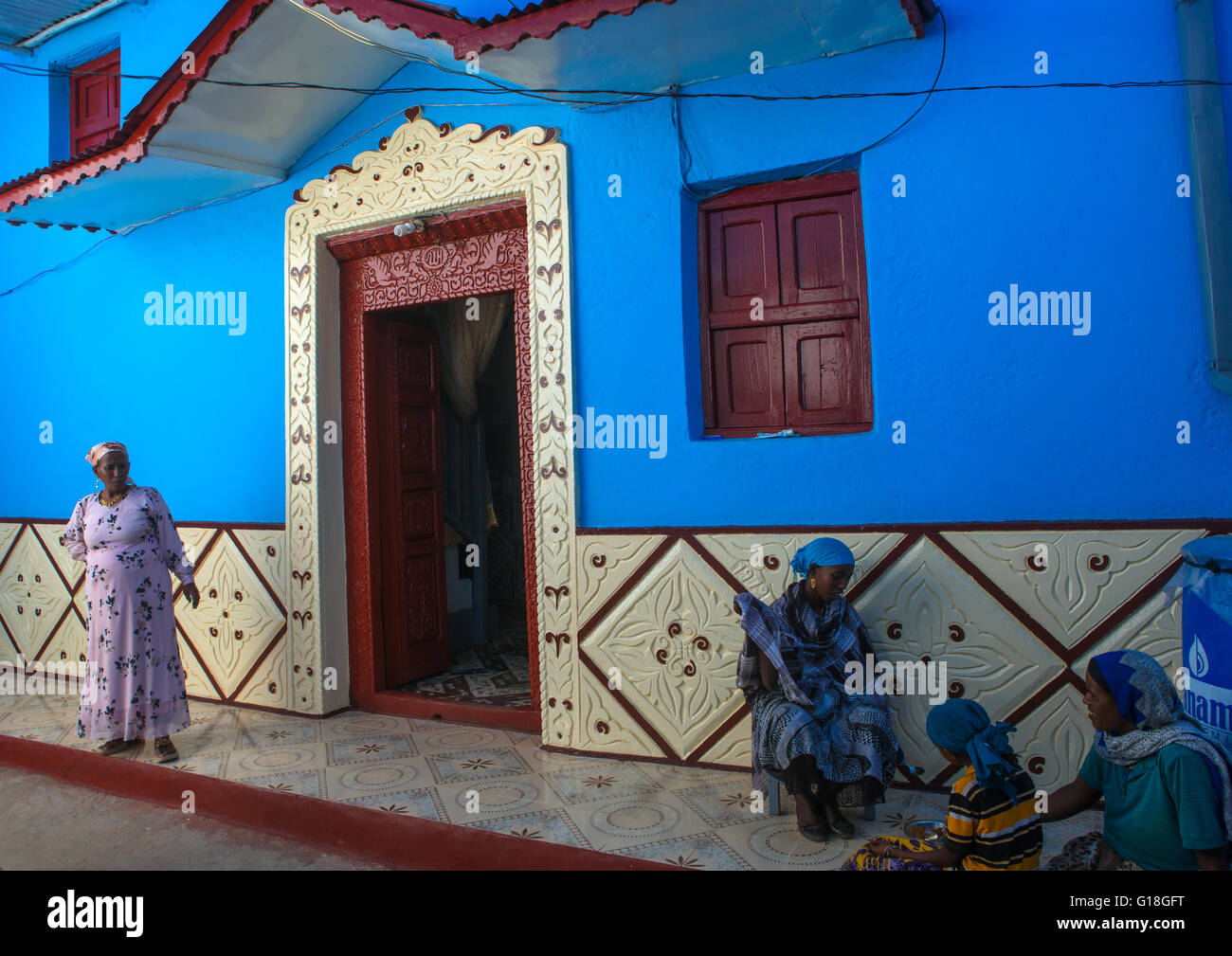 Old blue house, Harari region, Harar, Ethiopia Stock Photo - Alamy