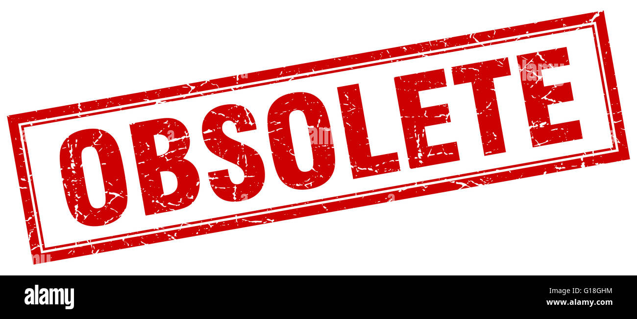 obsolete red grunge square stamp on white Stock Photo - Alamy