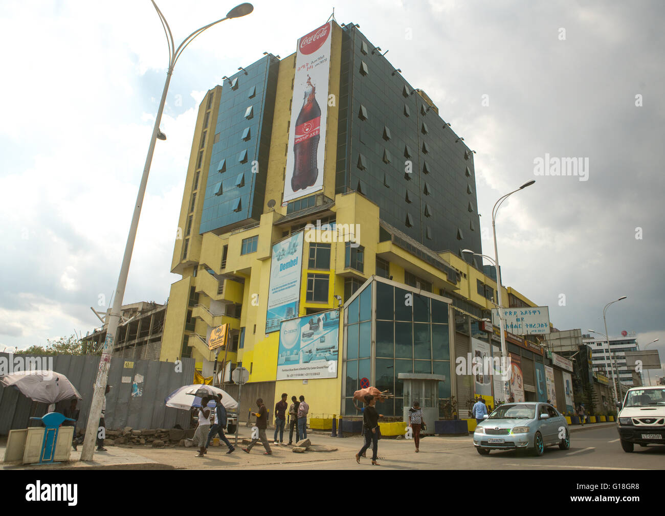 Giant billboard of coca cola on side of a mall, Addis abeba region ...