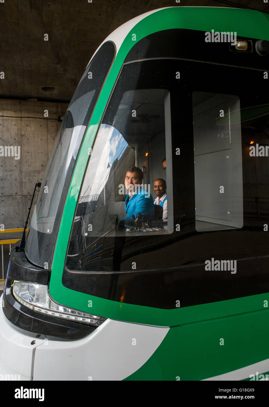 Tram with a chinese driver in ethiopian railways constructed by china ...