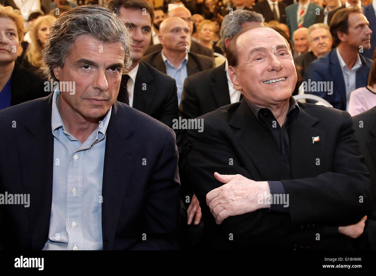 Rome, Italy. 10th May, 2016. Alfio Marchini and Silvio Berlusconi Rome ...