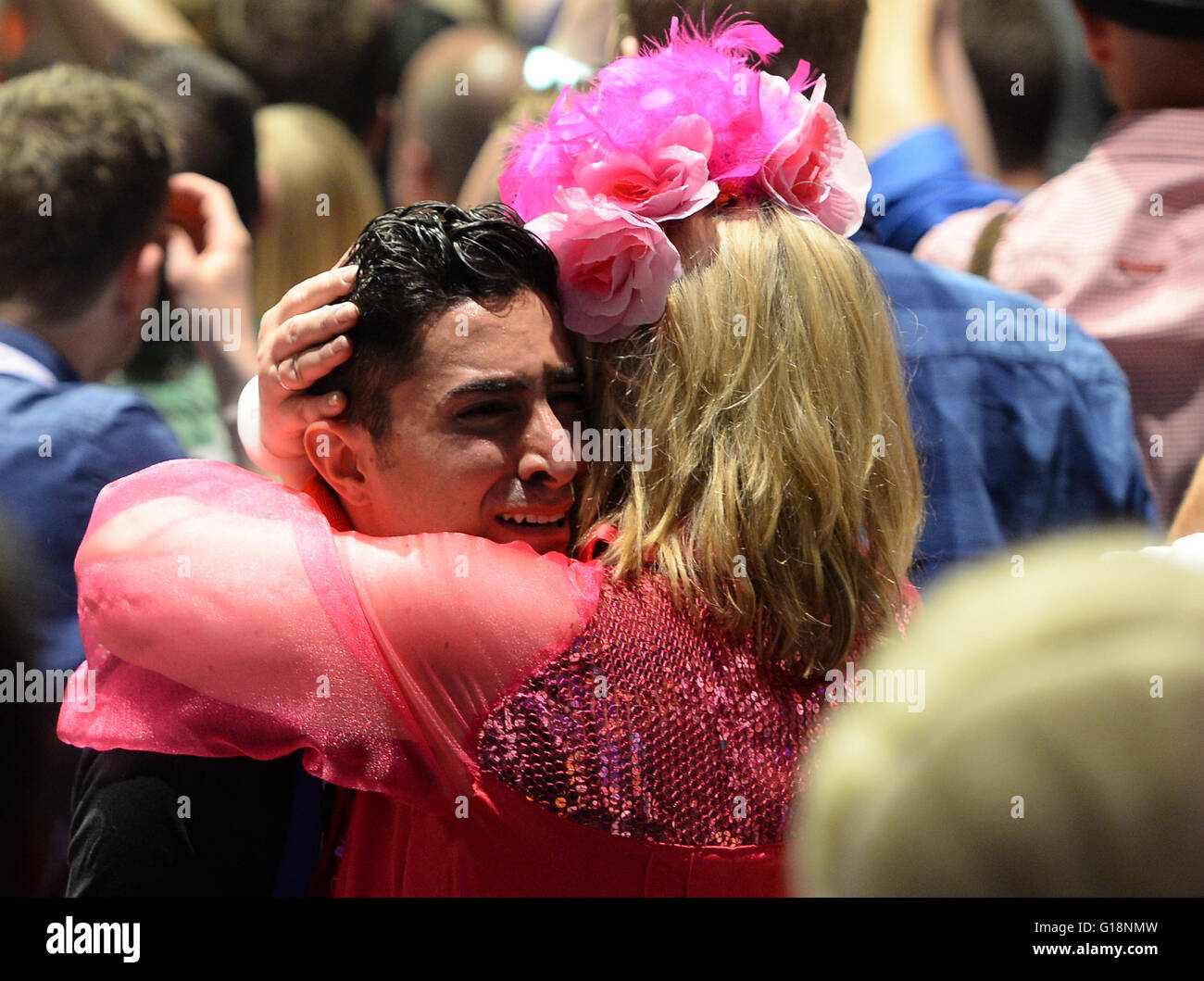 Stockholm, Sweden. 10th May, 2016. A man is crying at the end of the ...