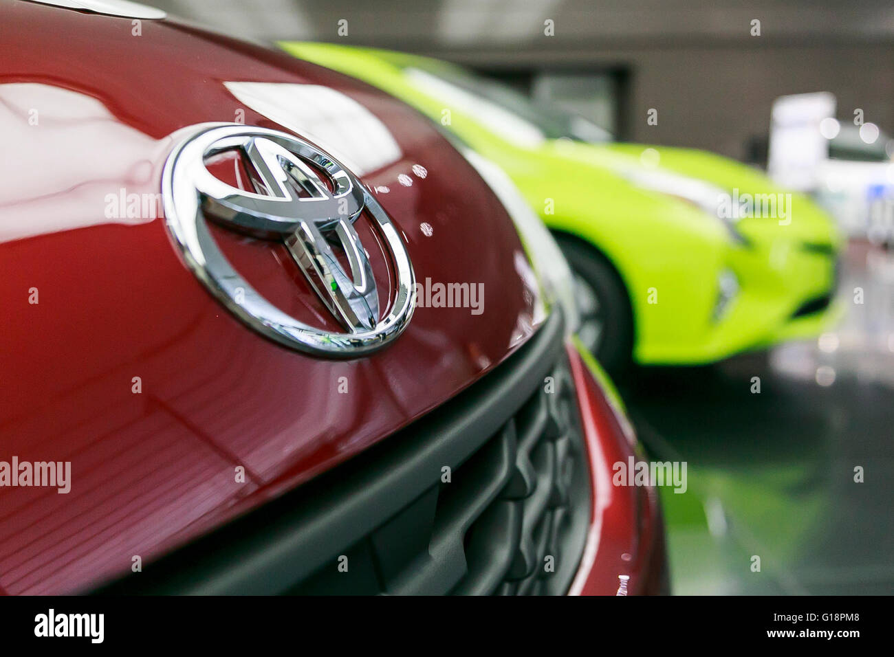 Tokyo, Japan. 11th May, 2016. Toyota automobiles on display at its ...
