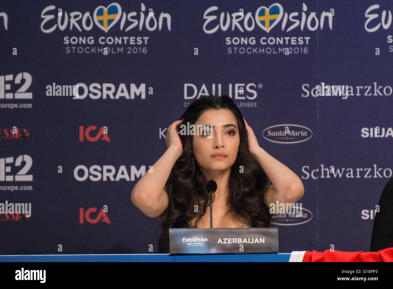 Stockholm, Sweden. 10th May 2016. Singer Samra from Azerbaijan is one ...