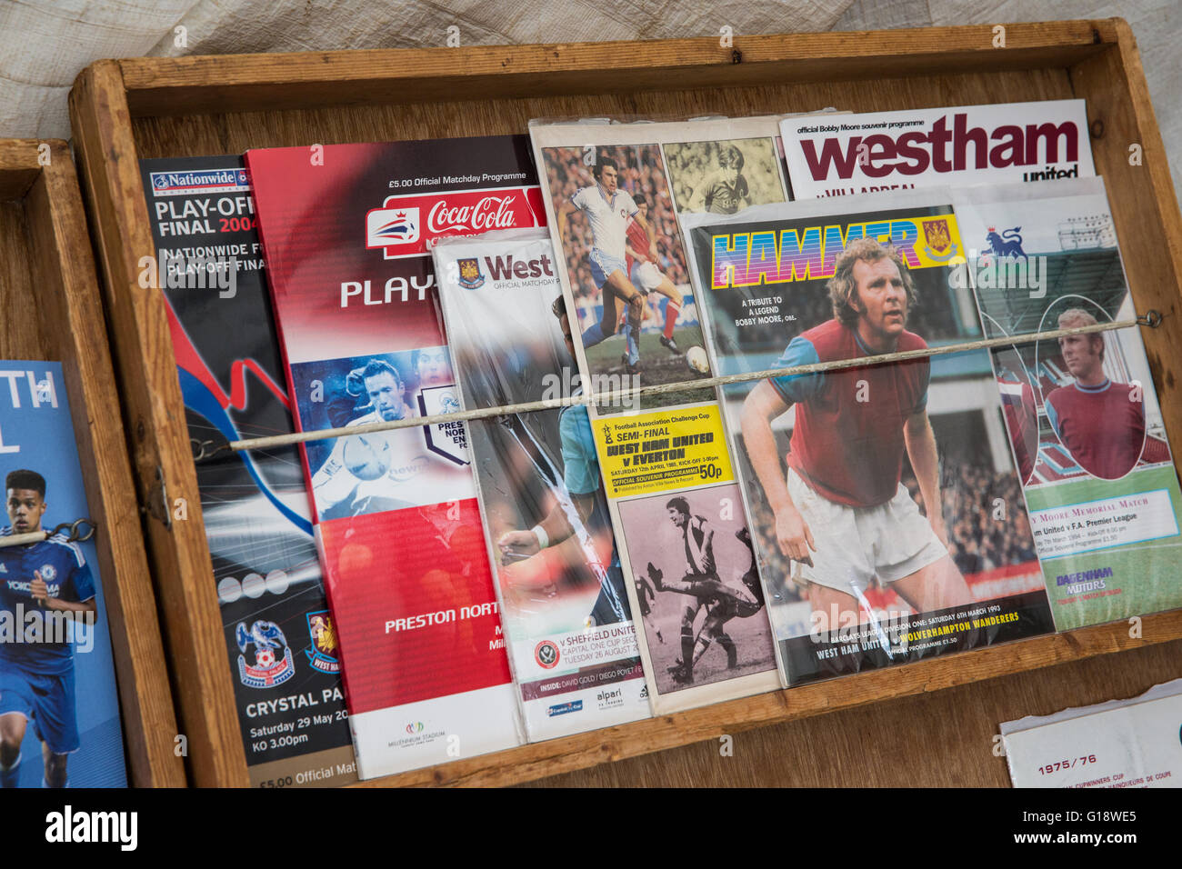 London, UK. 10th May, 2016. Collectors' West Ham programmes on sale in ...