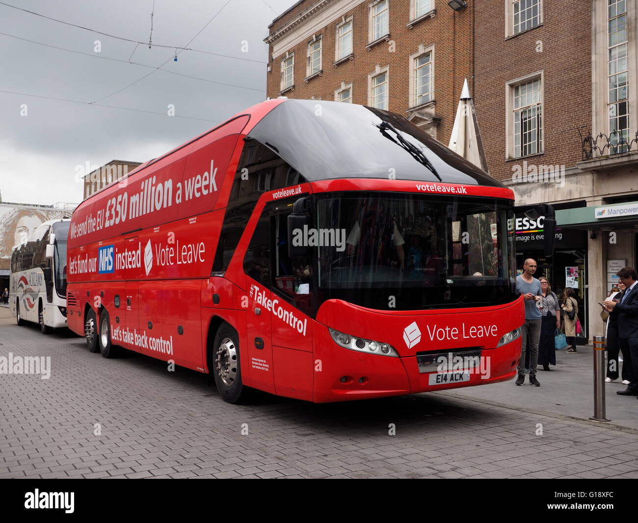 Exeter UK 11 May 2016 Brexit Battle Bus arrives in Exeter. Credit ...