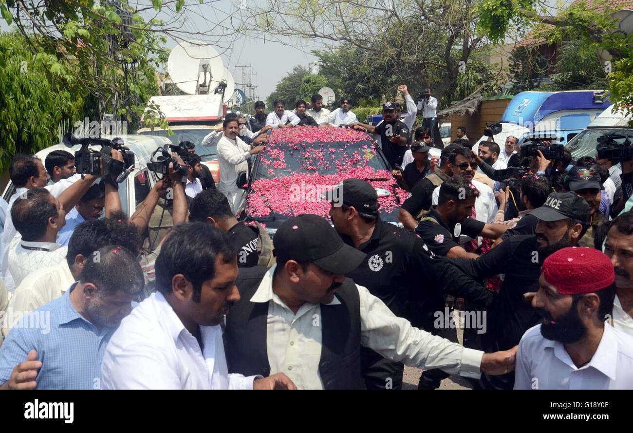 Activists of Peoples Party (PPP) are welcoming Ali Gilani, son of ...