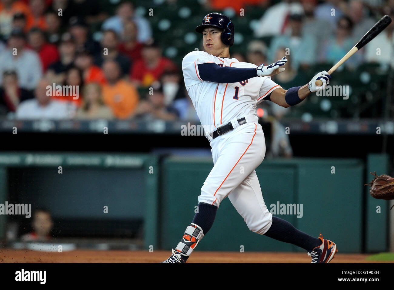 MAY 11 2016: Houston Astros shortstop Carlos Correa (1) hits a ground ...