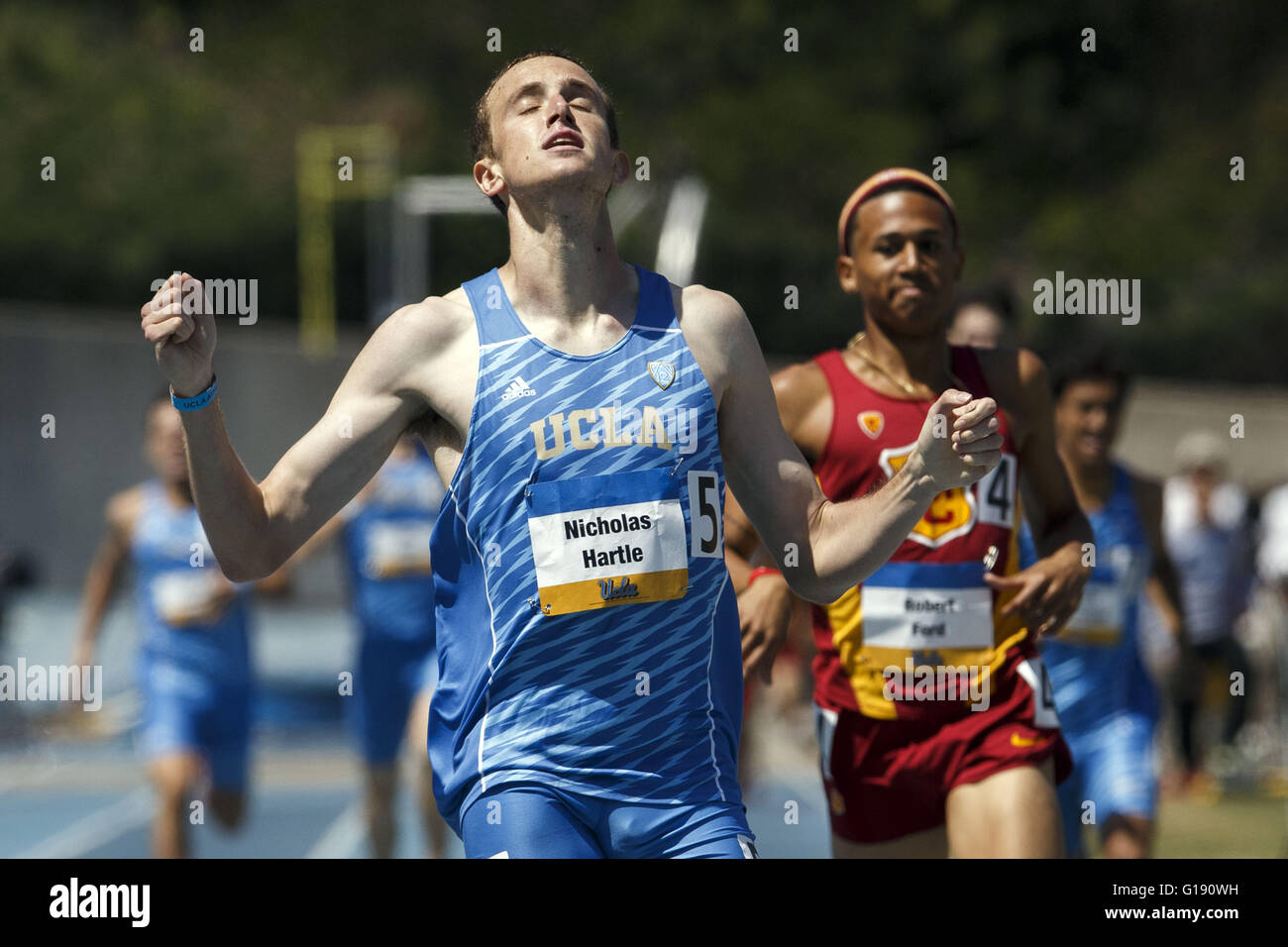 Los Angeles, CA, USA. 1st May, 2016. UCLA senior Nick Hartle celebrates ...