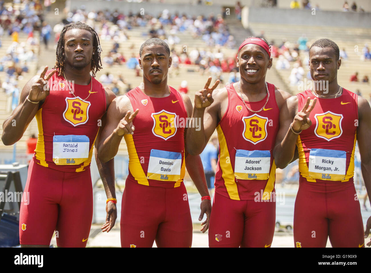 Los Angeles, CA, USA. 1st May, 2016. USC's Ronald Jones, Dominic Davis ...