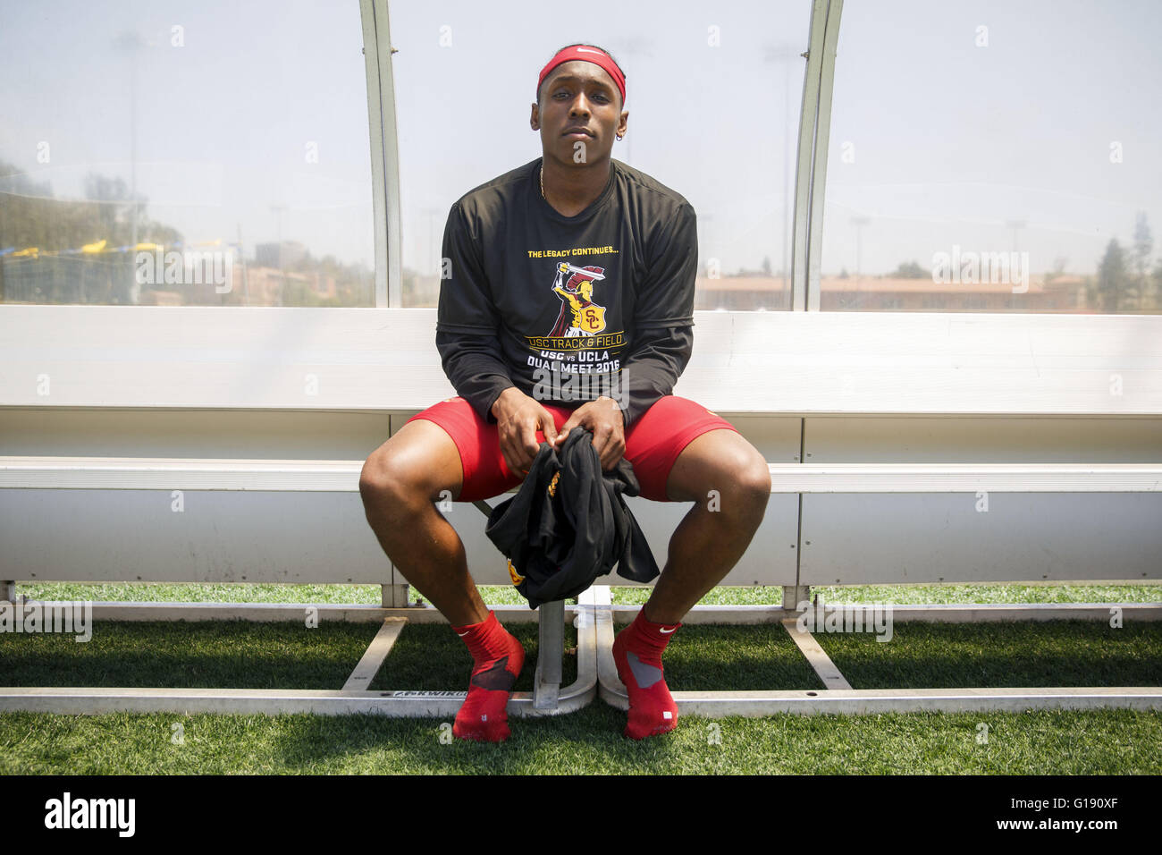 Los Angeles, CA, USA. 1st May, 2016. USC sophomore Adoree Jackson poses ...
