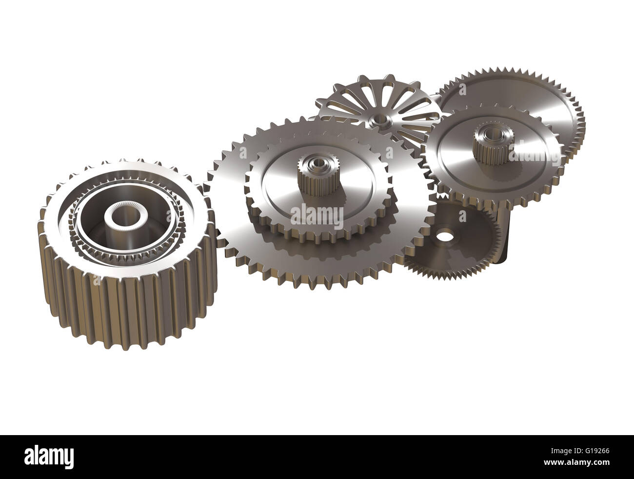 3d rendering metallic gear wheels in close-up Stock Photo - Alamy