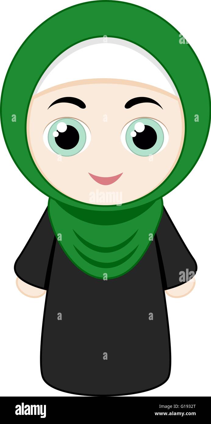 Cartoon girl with hijab Stock Vector Image & Art - Alamy