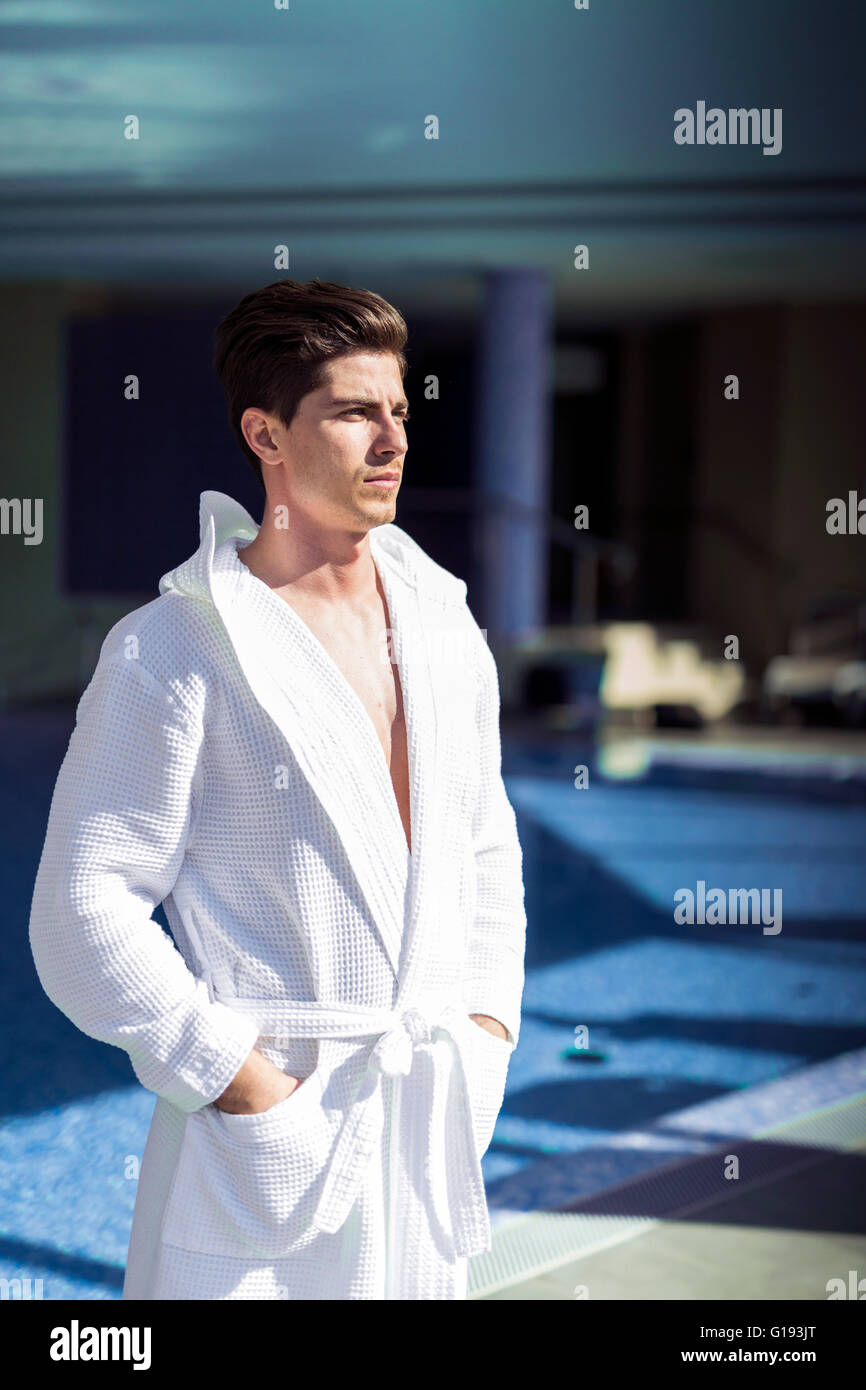 Blue bath robe hi-res stock photography and images - Alamy