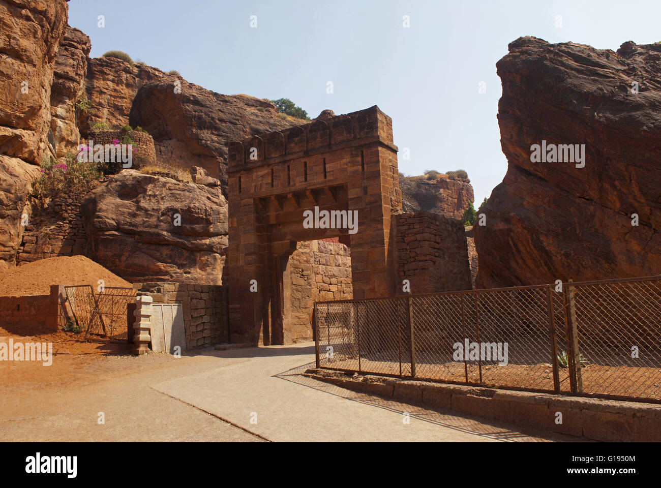 Entance of the Badami fort (North), Badami, Karnataka, India Stock ...