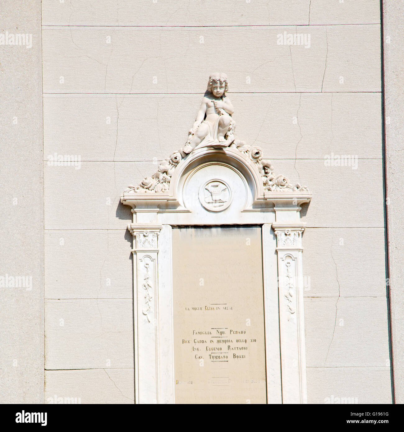 marble in old historical construction italy europe milan and statue ...