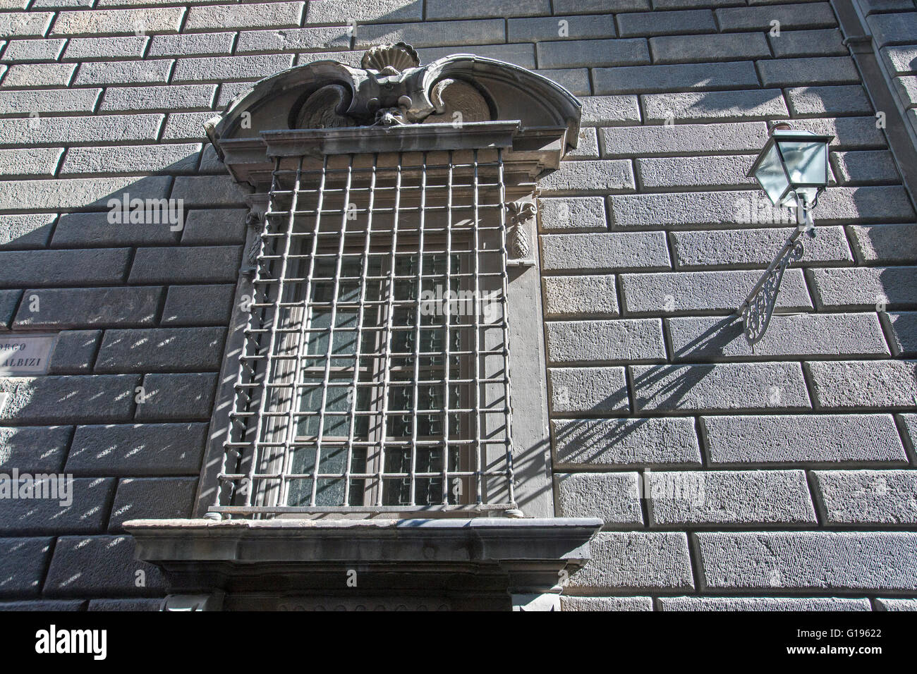 late Renaissance window with iron grid Florence Italy Stock Photo - Alamy