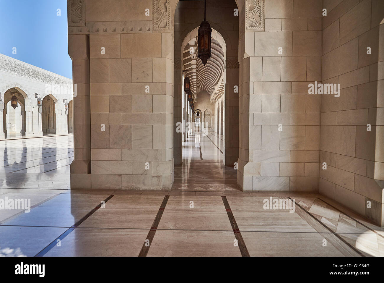 Sandstone cladded walls and floors in a mosque Stock Photo - Alamy