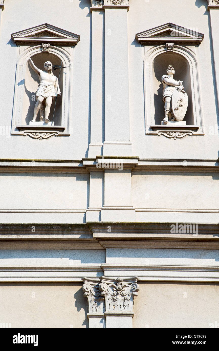 marble in old historical construction italy europe milan and statue ...
