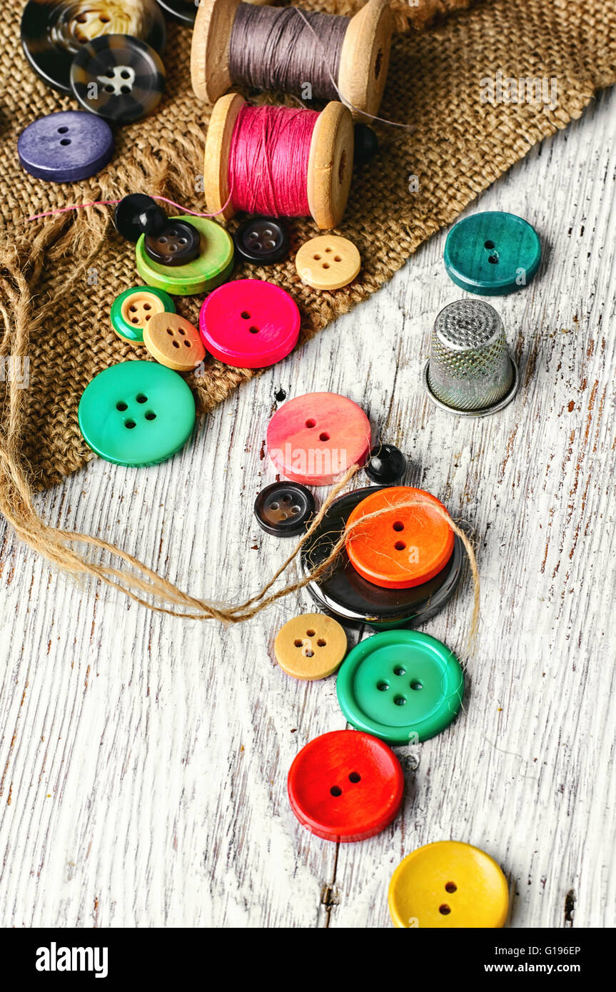 Set of buttons of different colors and sizes from clothing Stock Photo ...