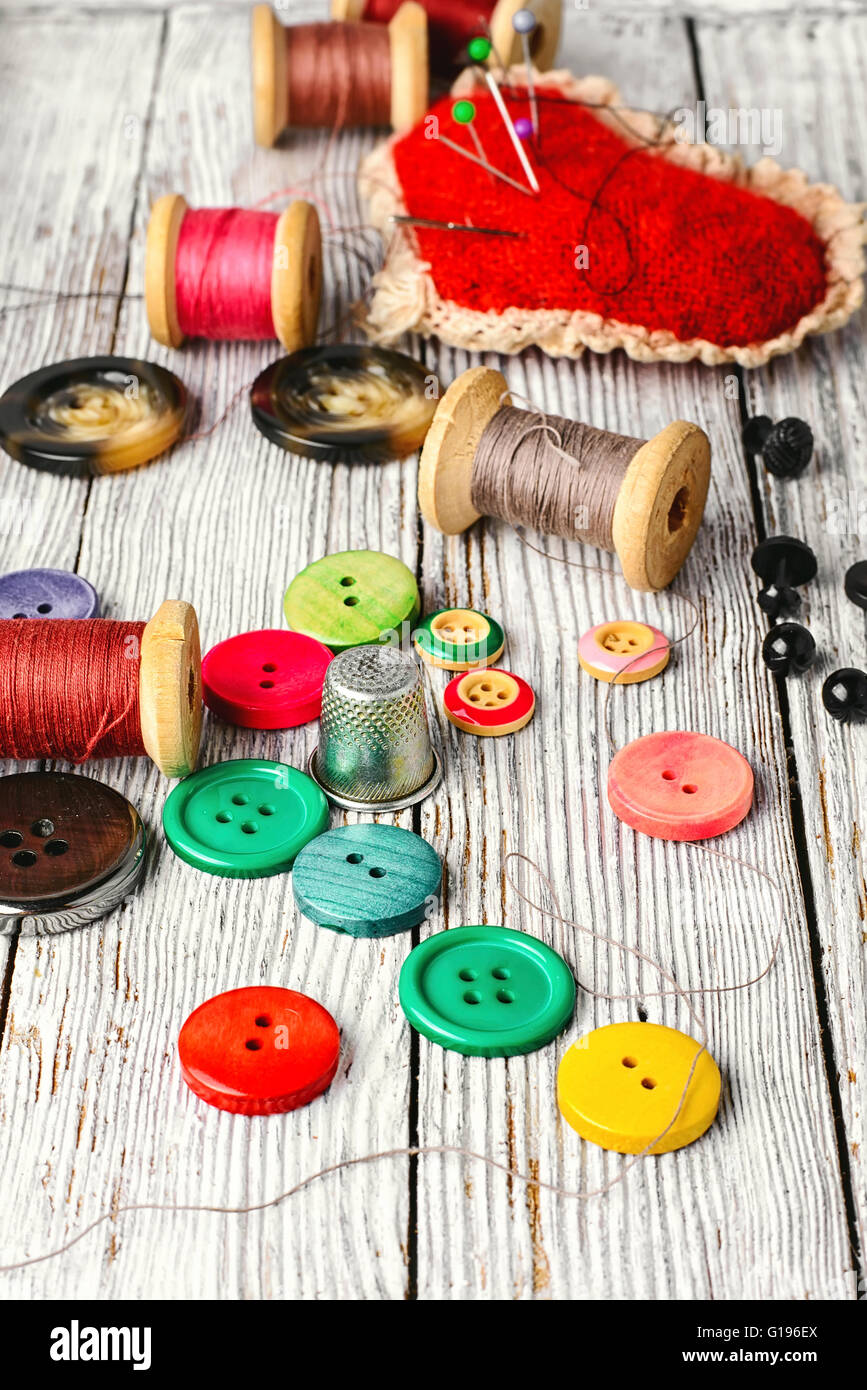 Set of buttons of different colors and sizes from clothing Stock Photo ...