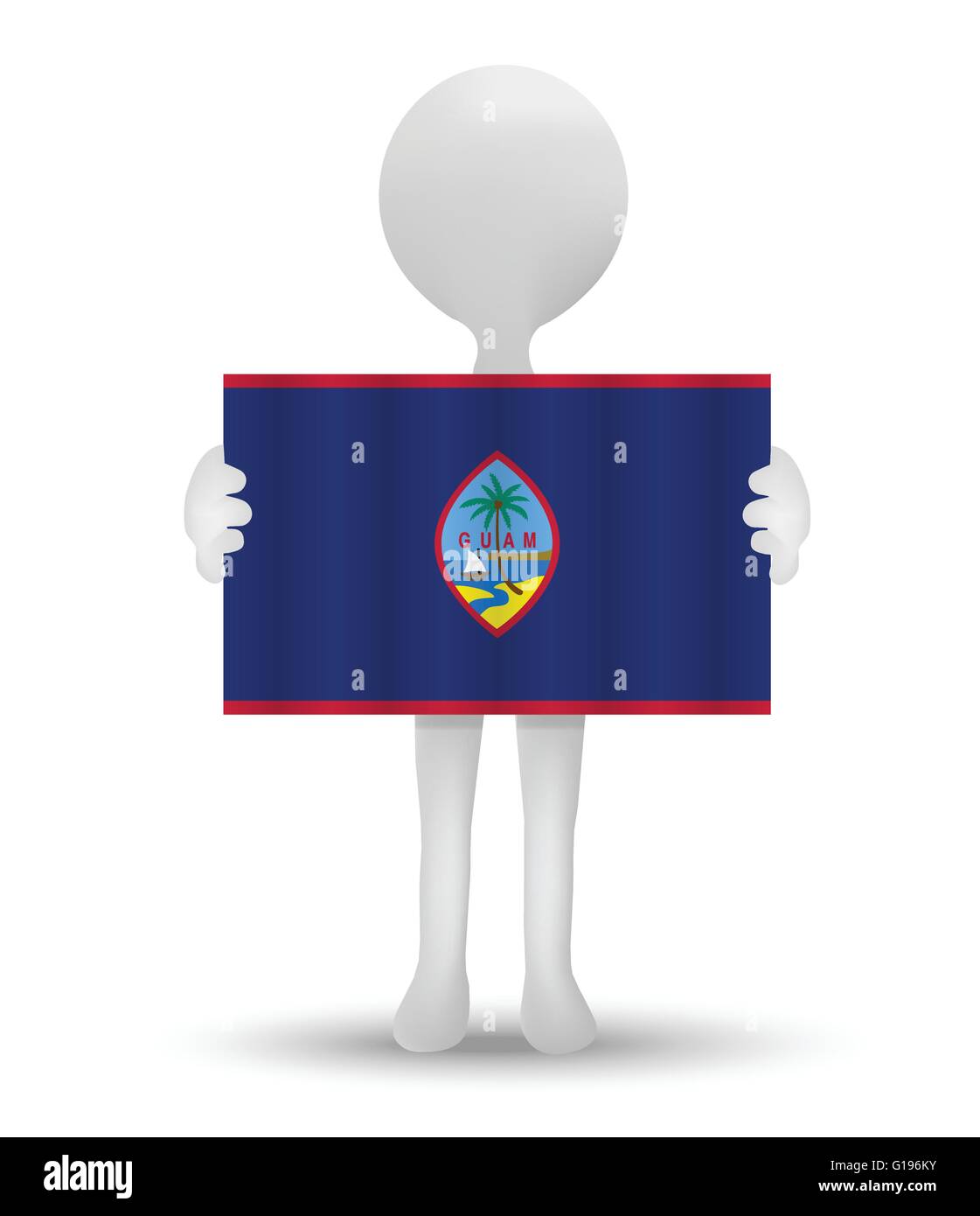 small 3d man holding a flag of U.S. Territory of Guam Stock Vector ...