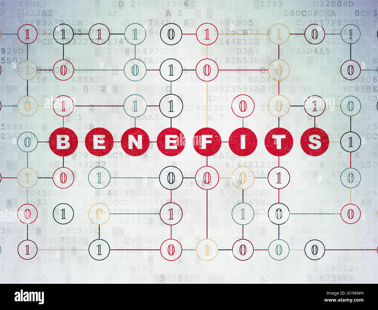 Finance concept: Benefits on Digital Data Paper background Stock Photo ...