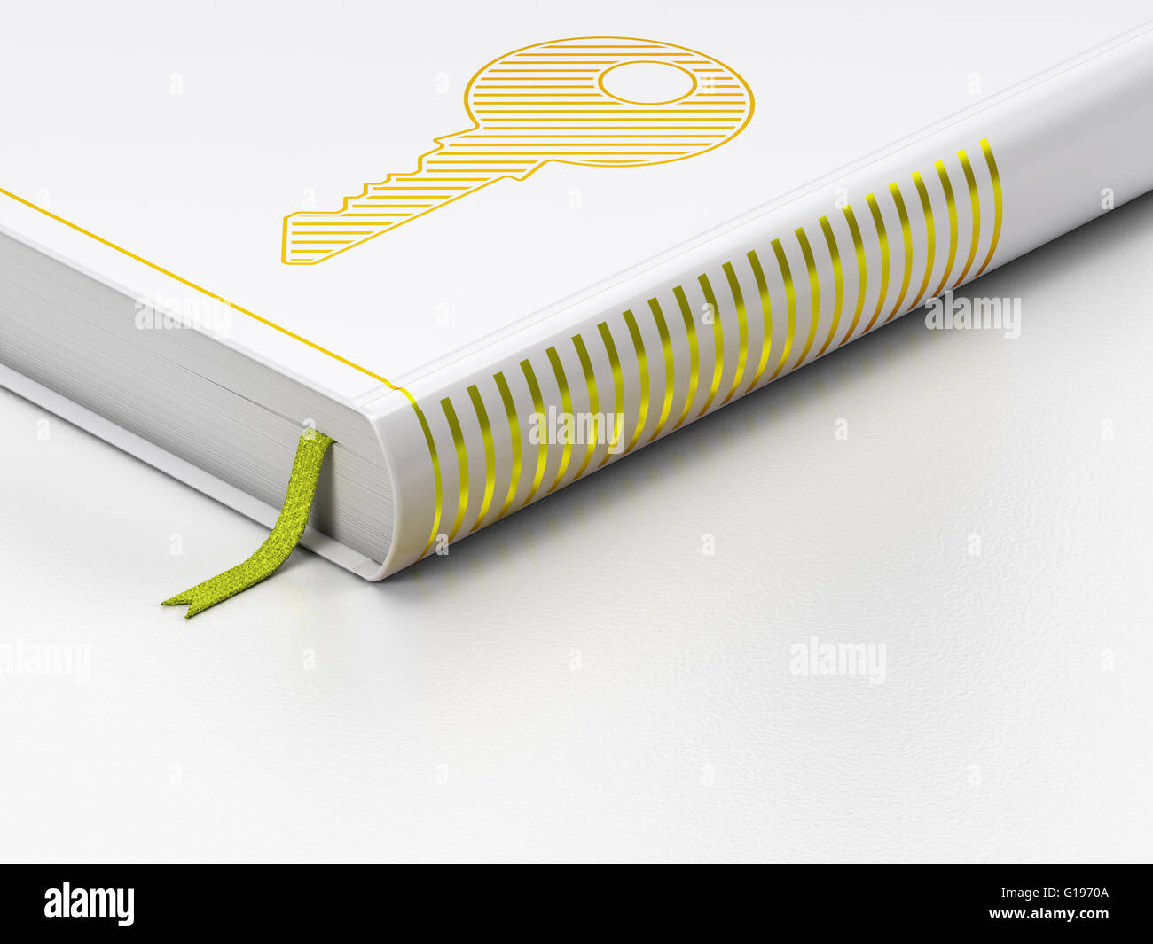 Security concept: closed book, Key on white background Stock Photo - Alamy