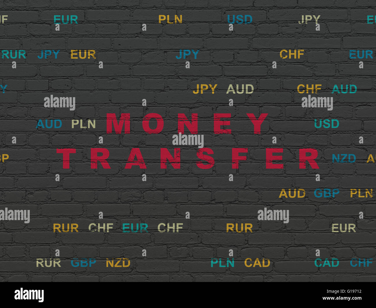 Currency concept: Money Transfer on wall background Stock Photo - Alamy