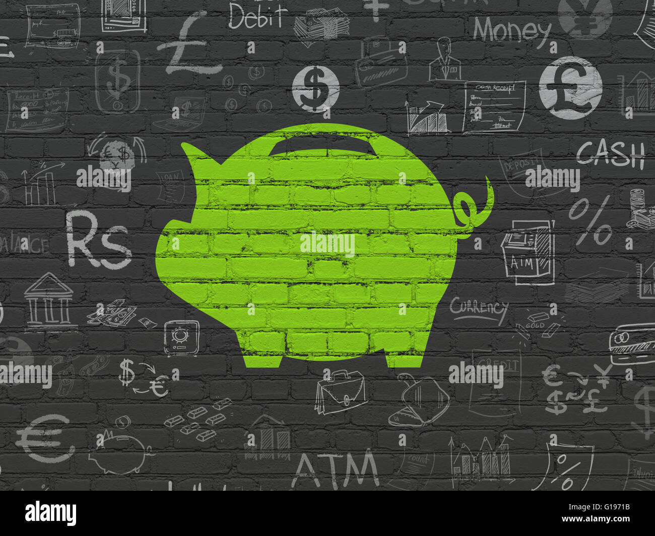 Banking concept: Money Box on wall background Stock Photo - Alamy