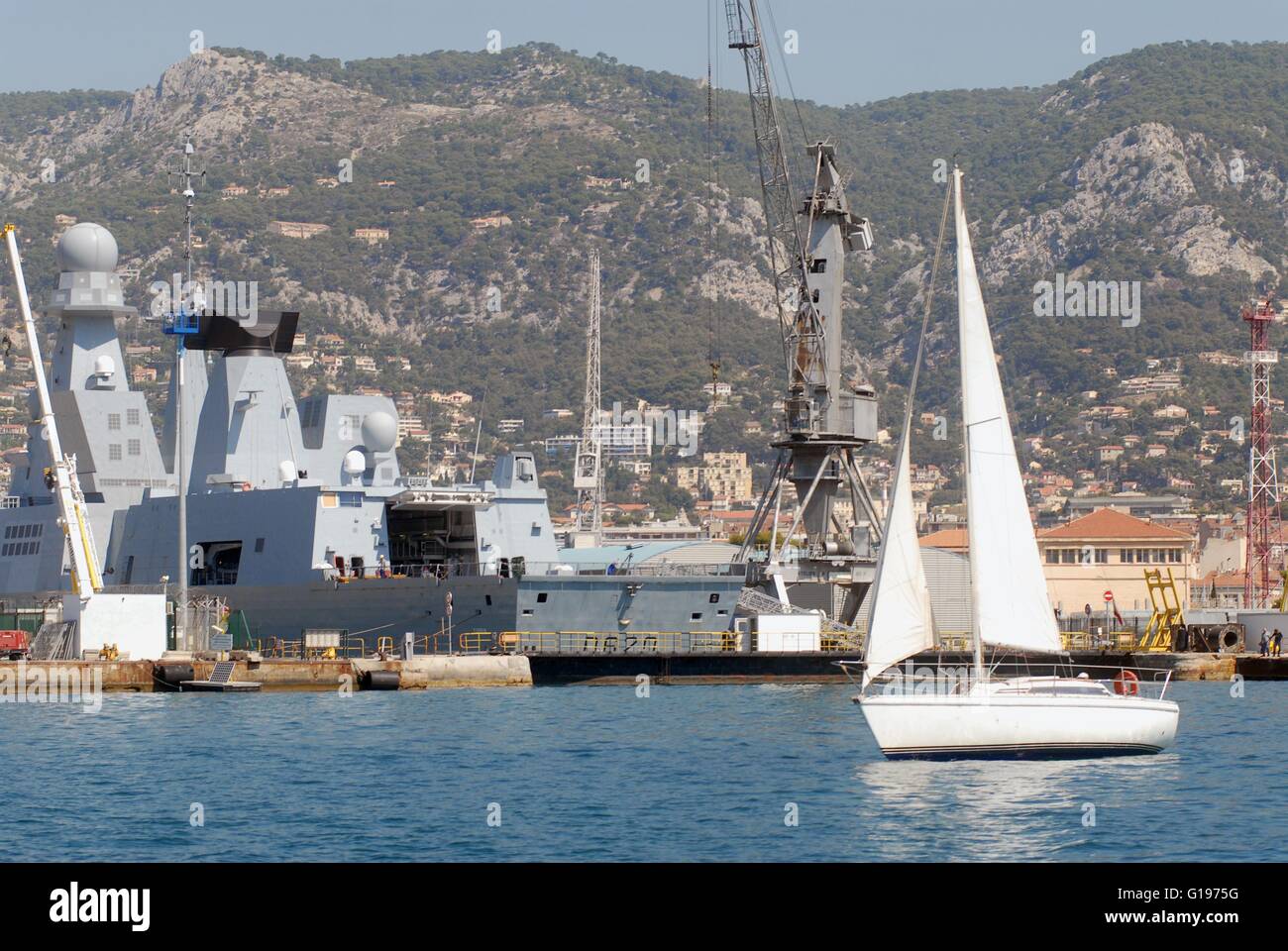 French Navy, Toulon naval base, frigate Forbin, Horizon class Stock ...