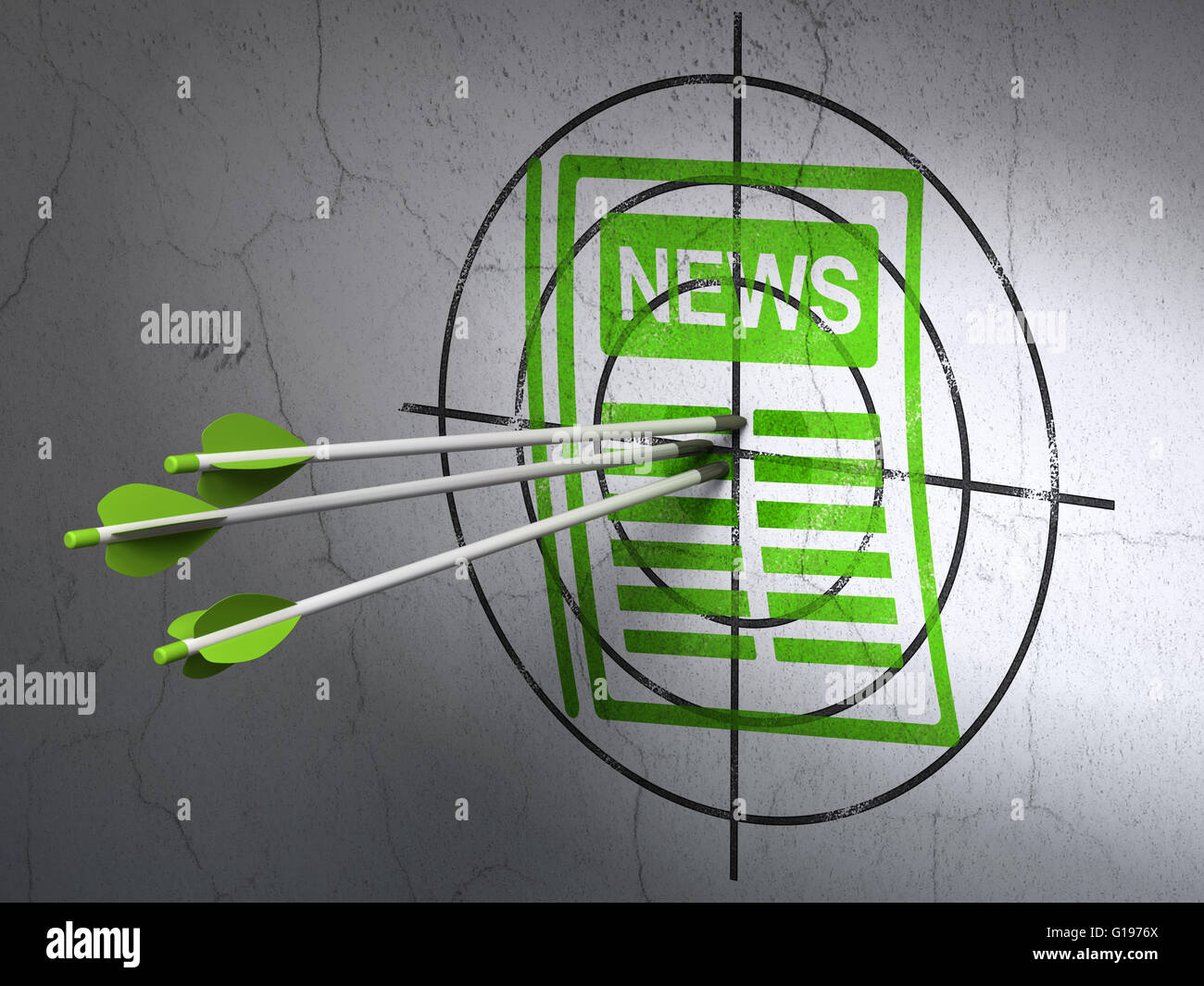 News concept: arrows in Newspaper target on wall background Stock Photo ...
