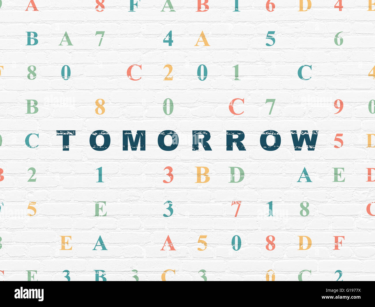 Time concept: Tomorrow on wall background Stock Photo - Alamy