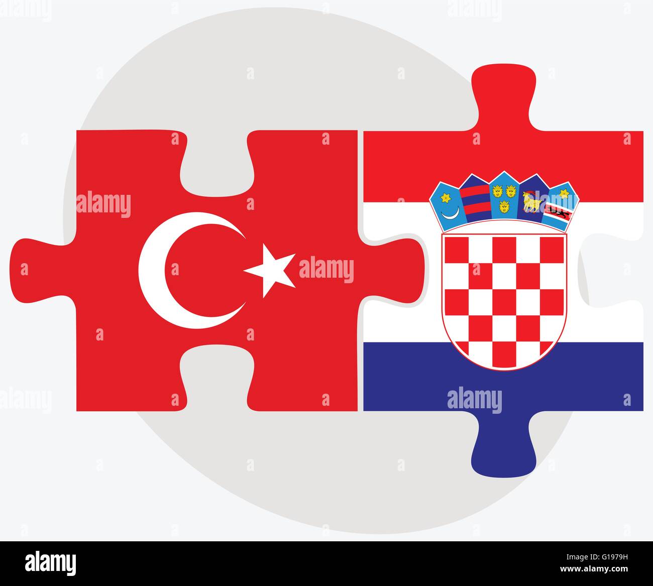 Turkey and Croatia Flags in puzzle isolated on white background Stock ...